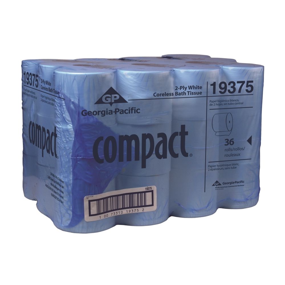 GuestSupply US | Compact® Coreless 2-Ply Recycled Toilet Paper by GP PRO, 1000 Sheets Per Roll